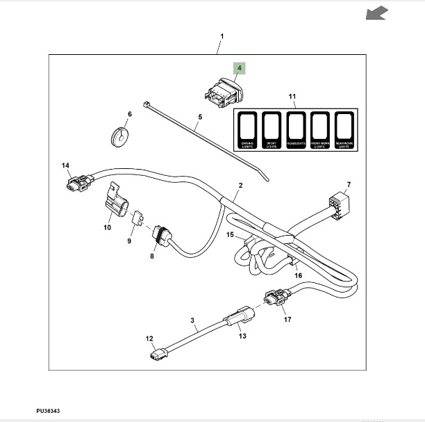 John Deere SWITCH AM147350 - Farol Shop